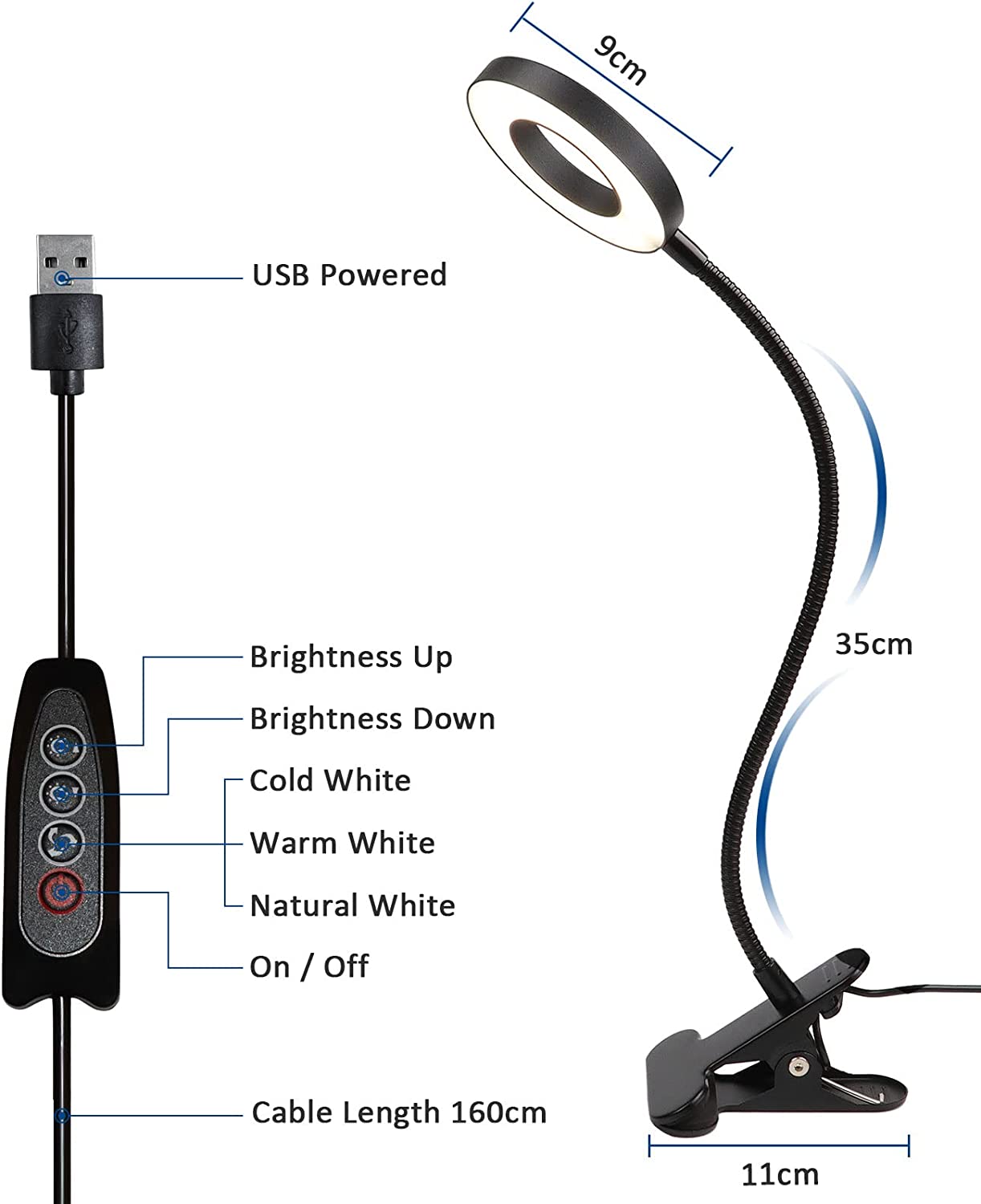 Clip-On LED Lamp for Reading And Studying