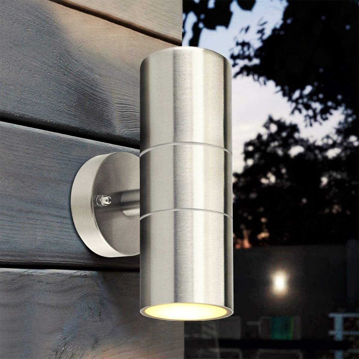 Modern Stainless Steel Up Down Wall Lights - Pack Of 2
