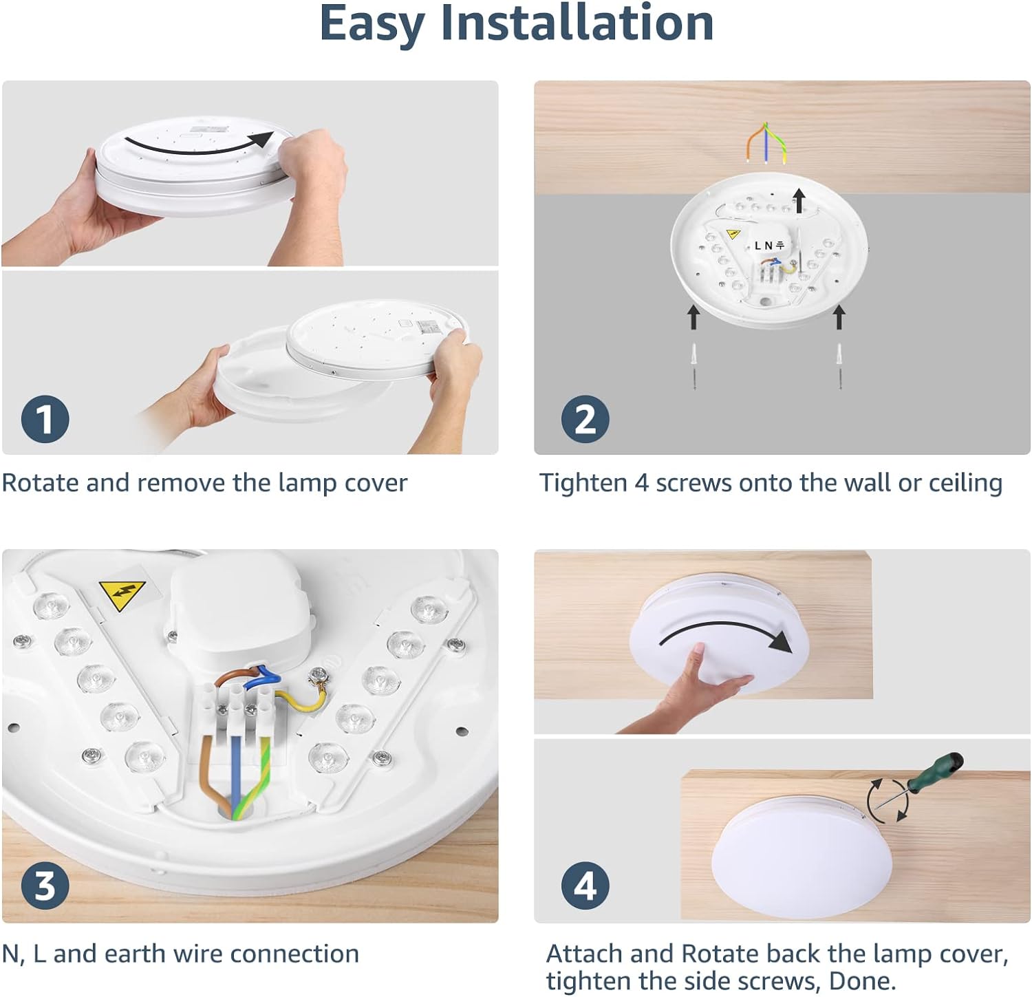 LED Ceiling Light - Warm White Flush Ceiling Lighting