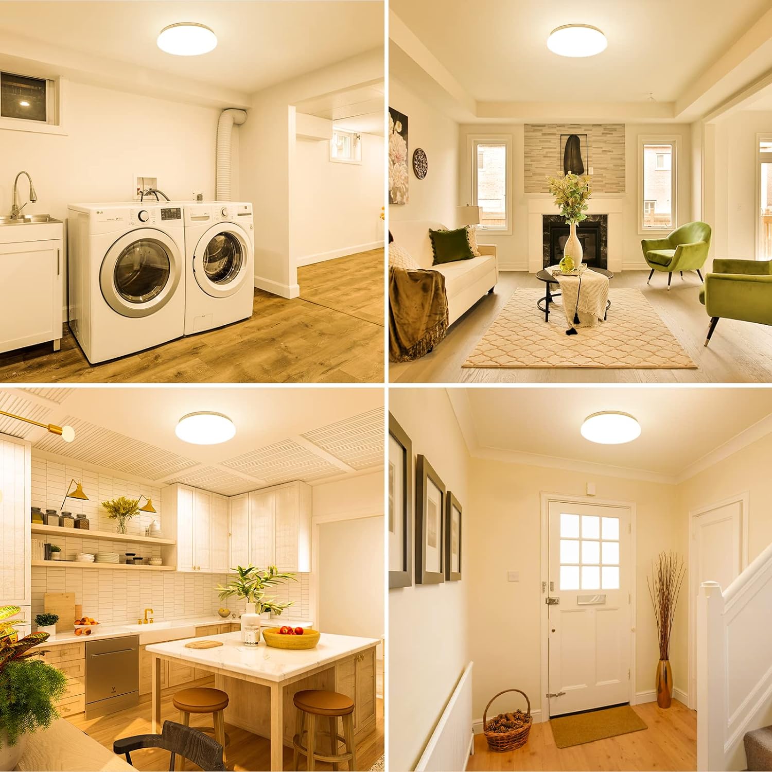 LED Ceiling Light - Warm White Flush Ceiling Lighting