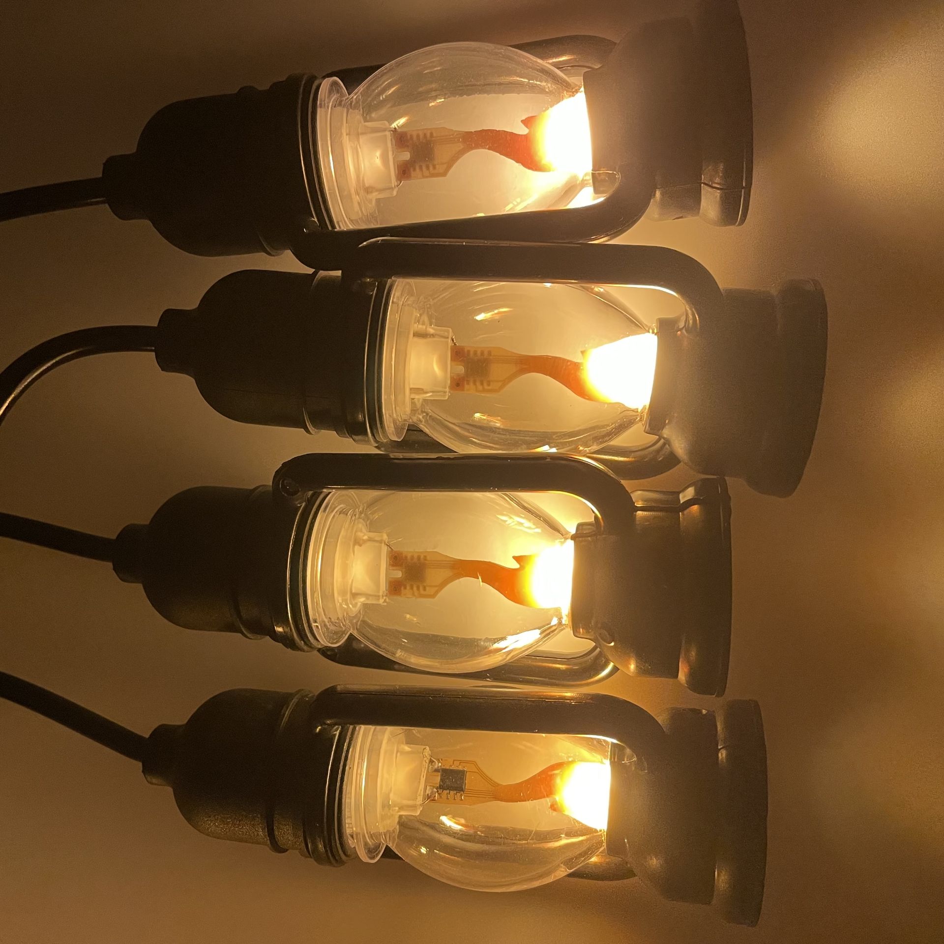 Outdoor 5M Festoon String Lights, 10 Edison Bulbs with Flame Effect ...