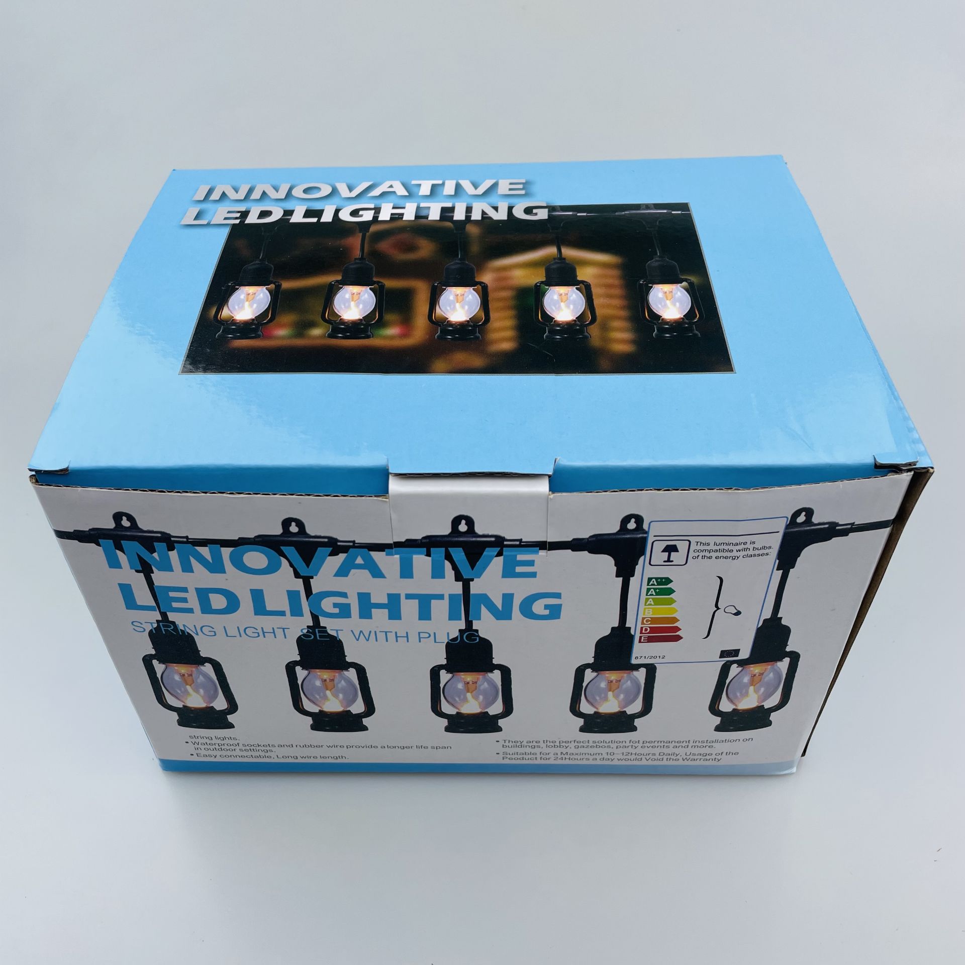 Outdoor 5M Festoon String Lights, 10 Edison Bulbs with Flame Effect ...