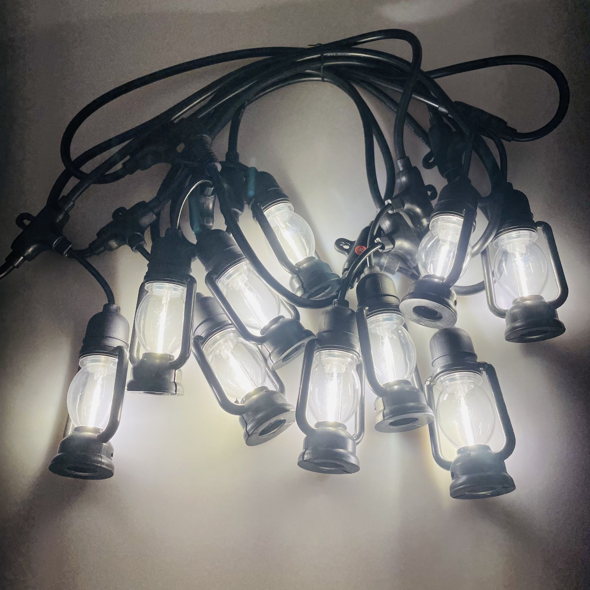 Outdoor 5M Festoon String Lights, 10 Edison Bulbs with Flame Effect ...