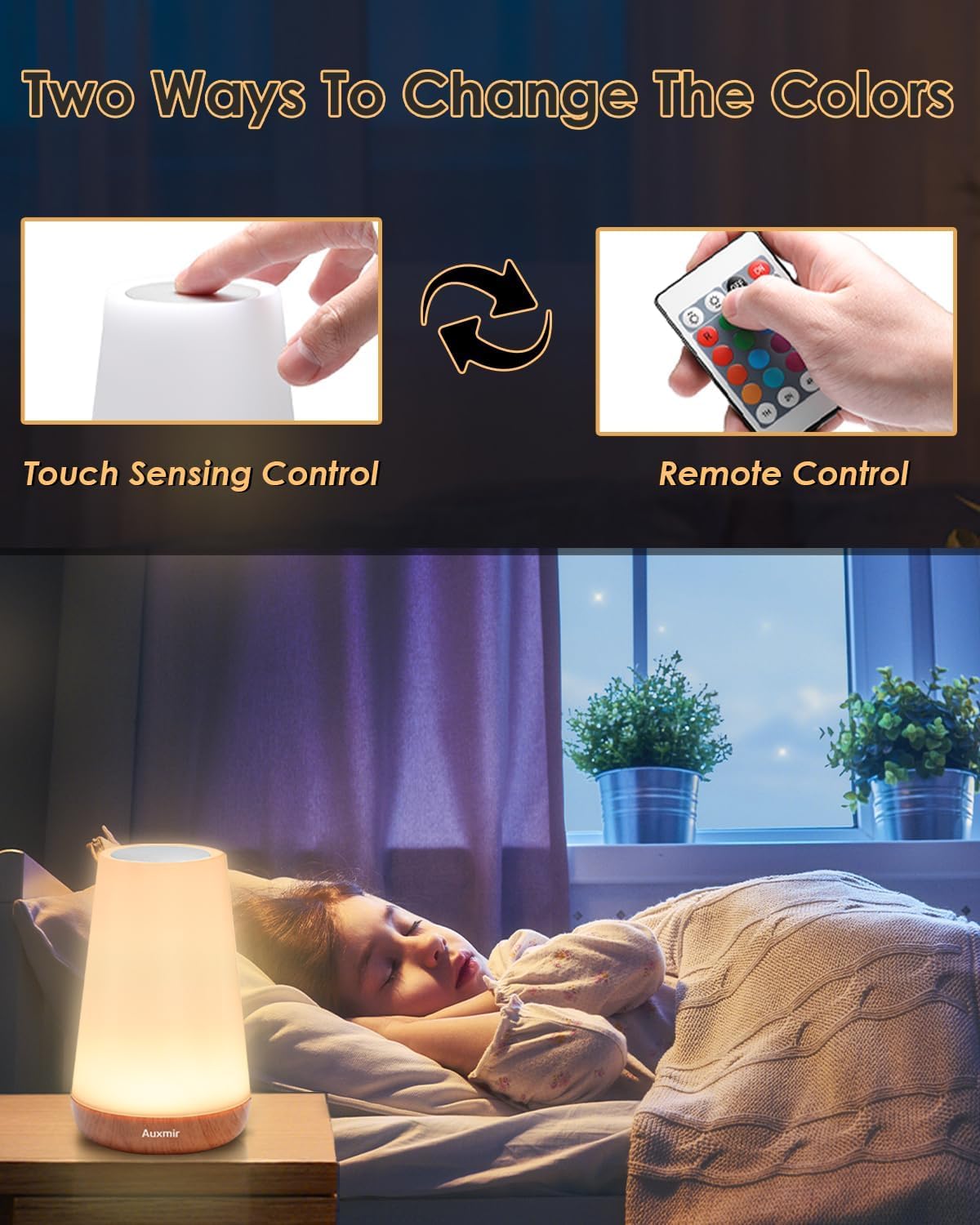 LED Touch Bedside Table Lamp - RGB Color Changing Smart Lamp
