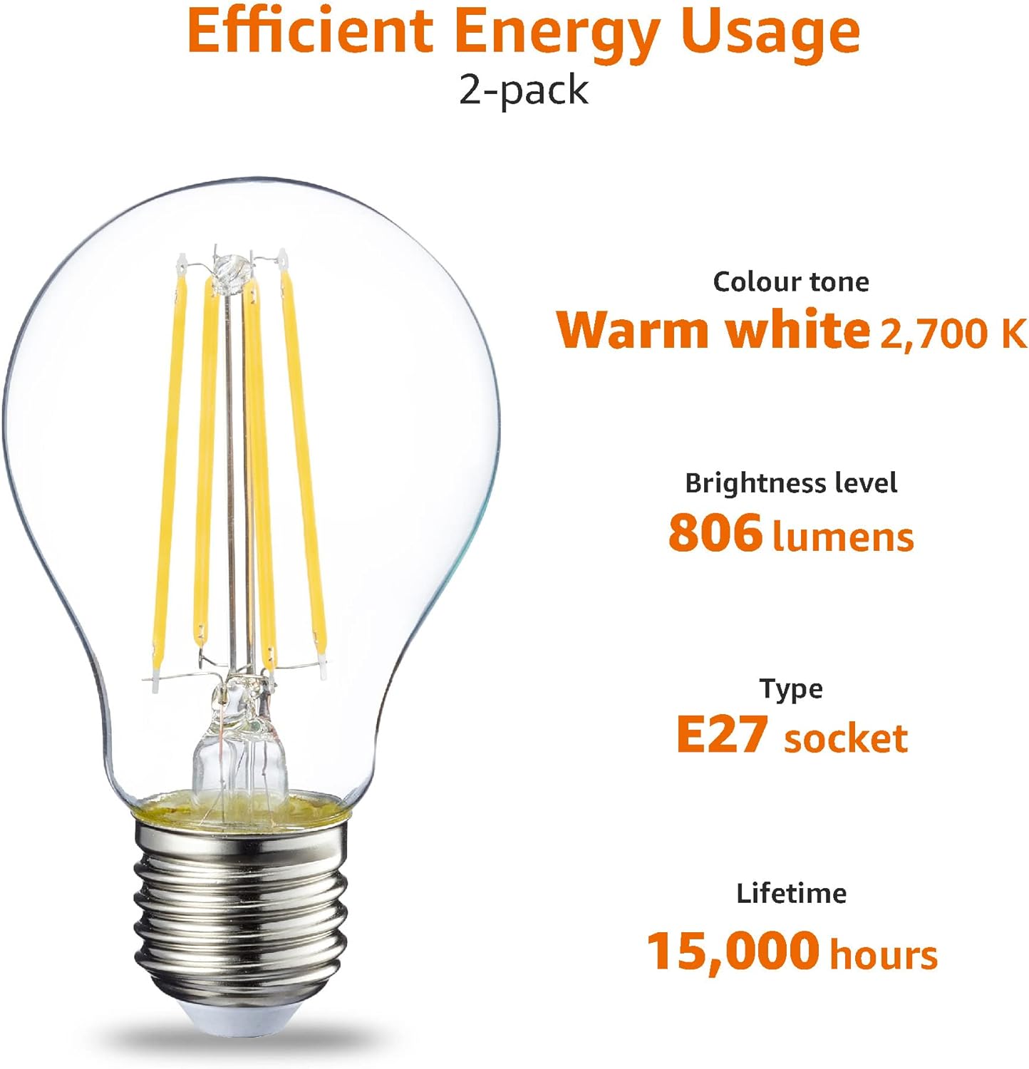 LED E27 Edison Screw Bulb - 7W Warm White