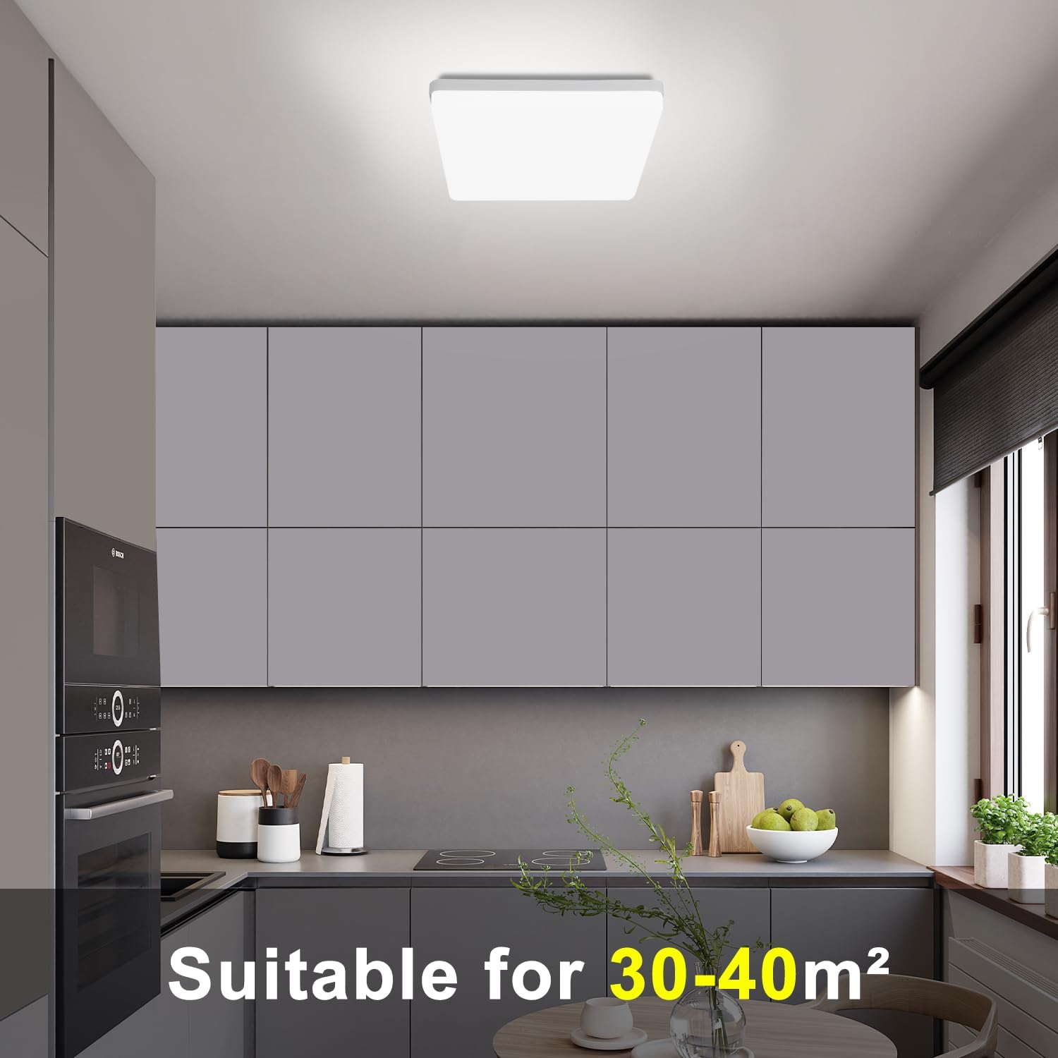 Ultra Slim LED Ceiling Light - 48W 4320lm, 6500K Cold White, Square
