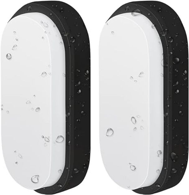 Solar Fence Lights | Black LED Oval Bulkhead Light