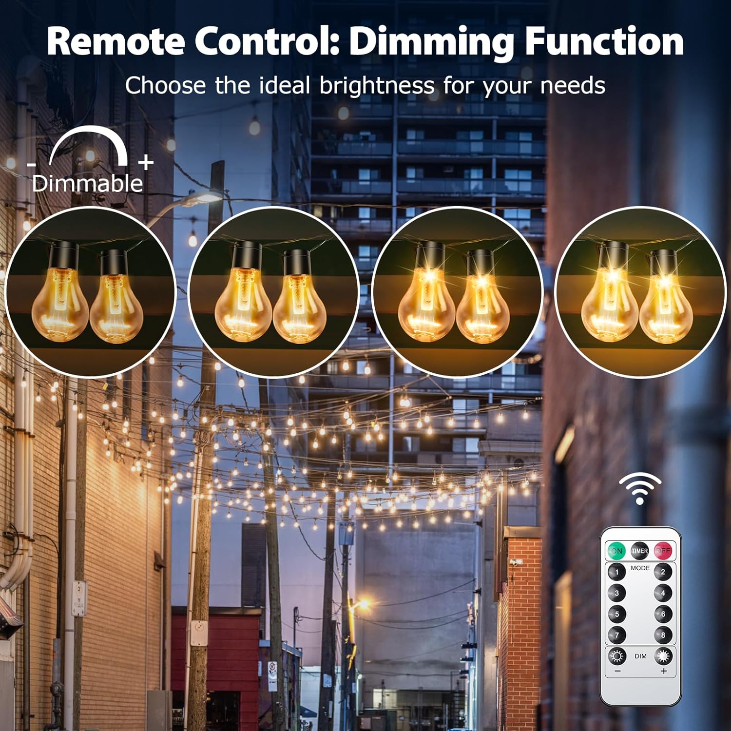 Outdoor String Lights - Battery Operated Hanging Festoon Lights