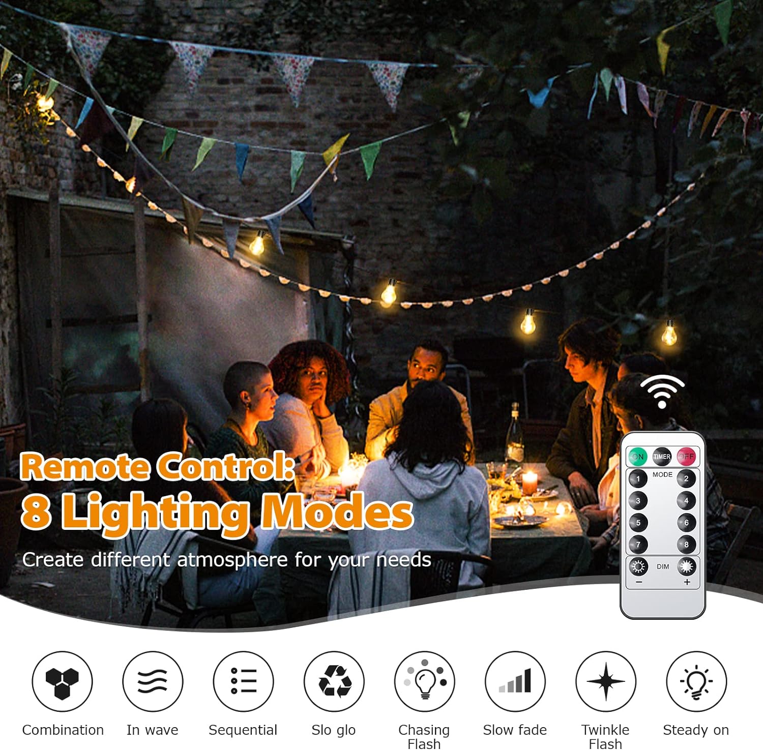 Outdoor String Lights - Battery Operated Hanging Festoon Lights