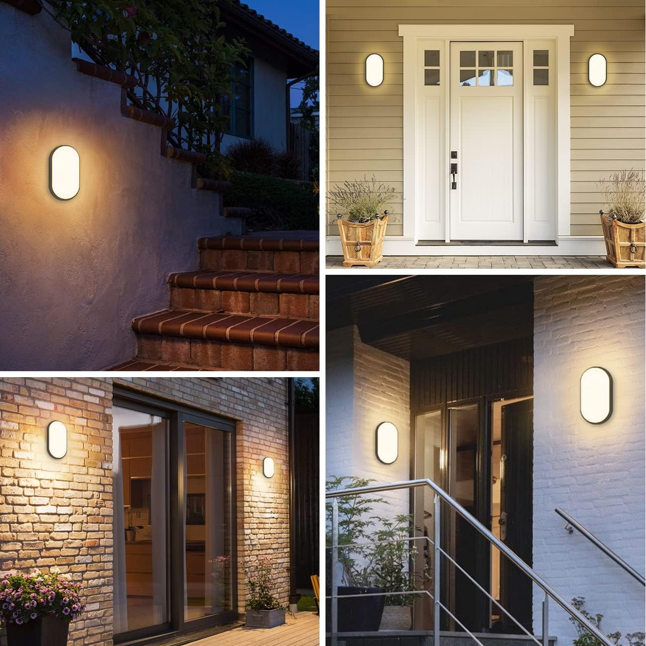 Solar Fence Lights | Black LED Oval Bulkhead Light