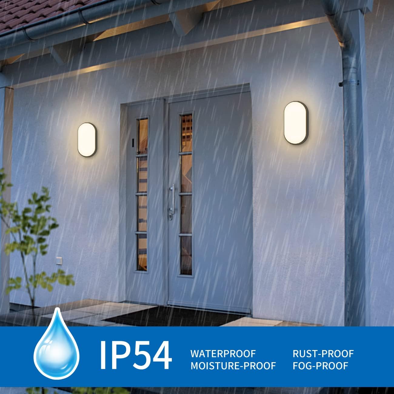 Solar Fence Lights | Black LED Oval Bulkhead Light