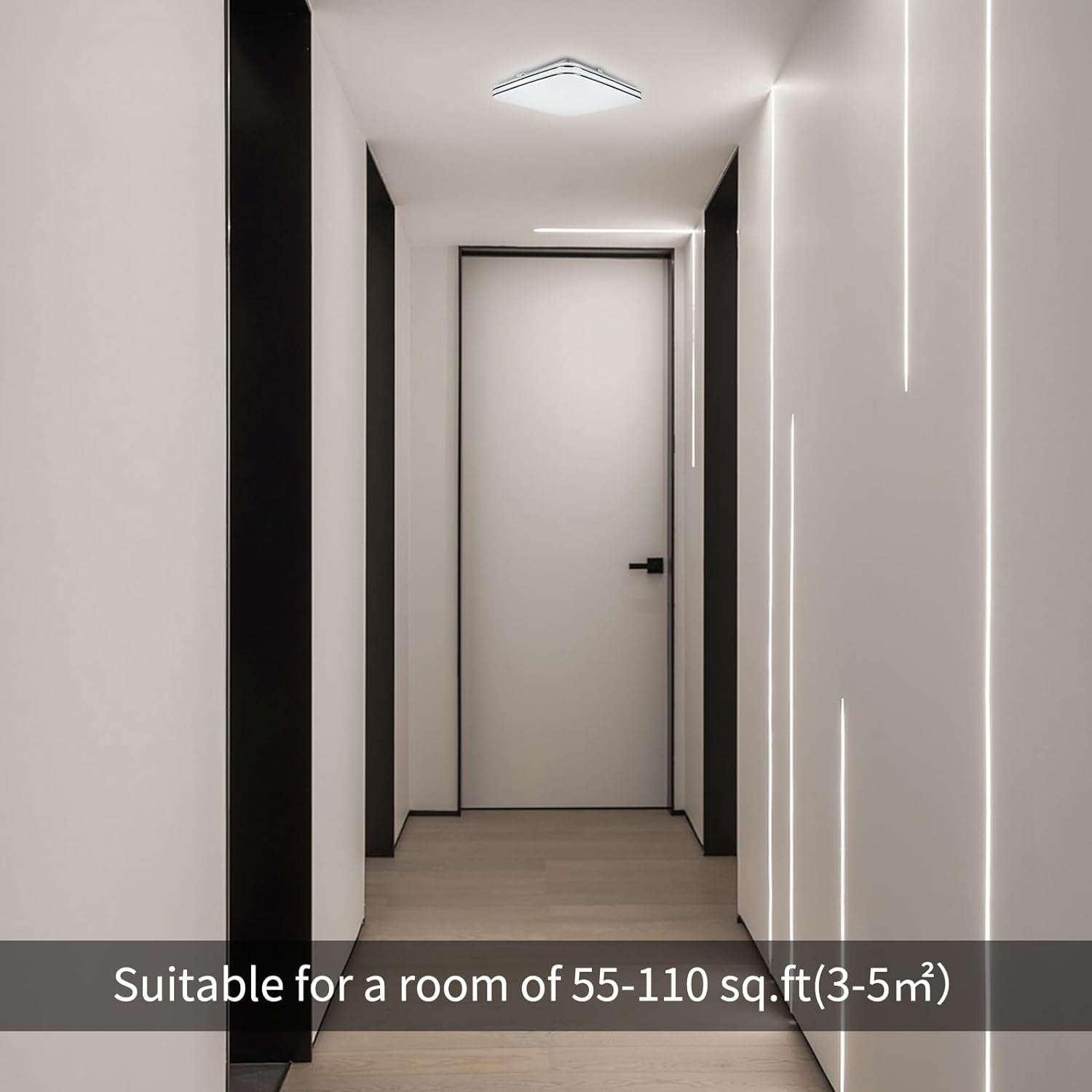 LED Ceiling Light Silver Rimmed Square | Ultra Thin Flush Mount Ceiling ...