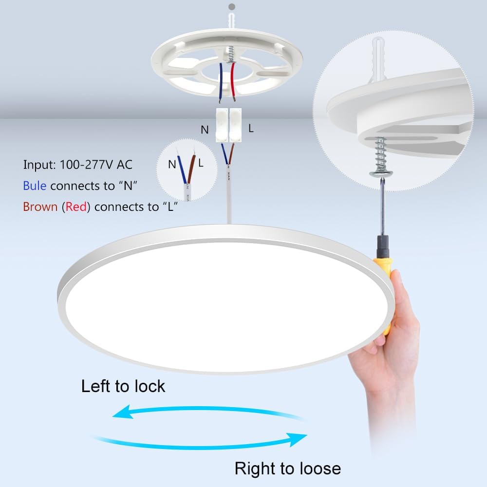 24W LED Ceiling Lights - Thin Round Flat Ceiling Light