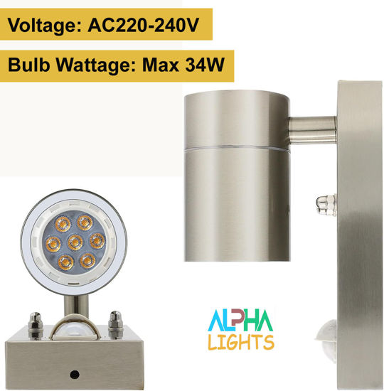 Outdoor Motion Sensor Wall Lights - Stainless Steel Downlights