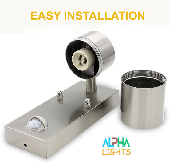 Outdoor Motion Sensor Wall Lights - Stainless Steel Downlights