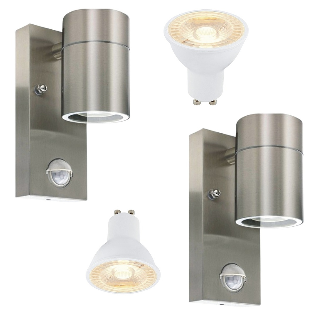 Outdoor Motion Sensor Wall Lights - Stainless Steel Downlights