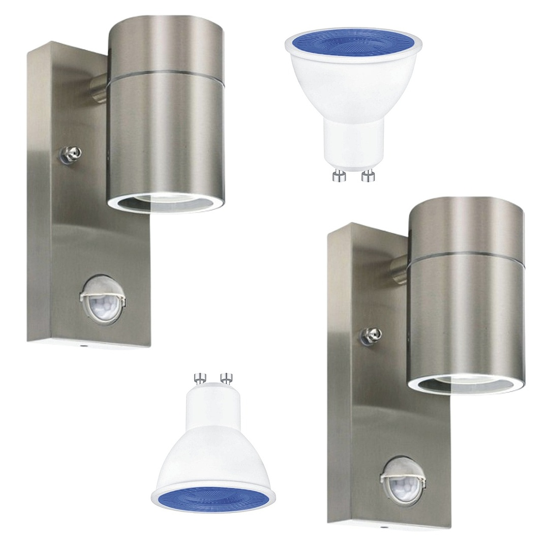 Outdoor Motion Sensor Wall Lights - Stainless Steel Downlights