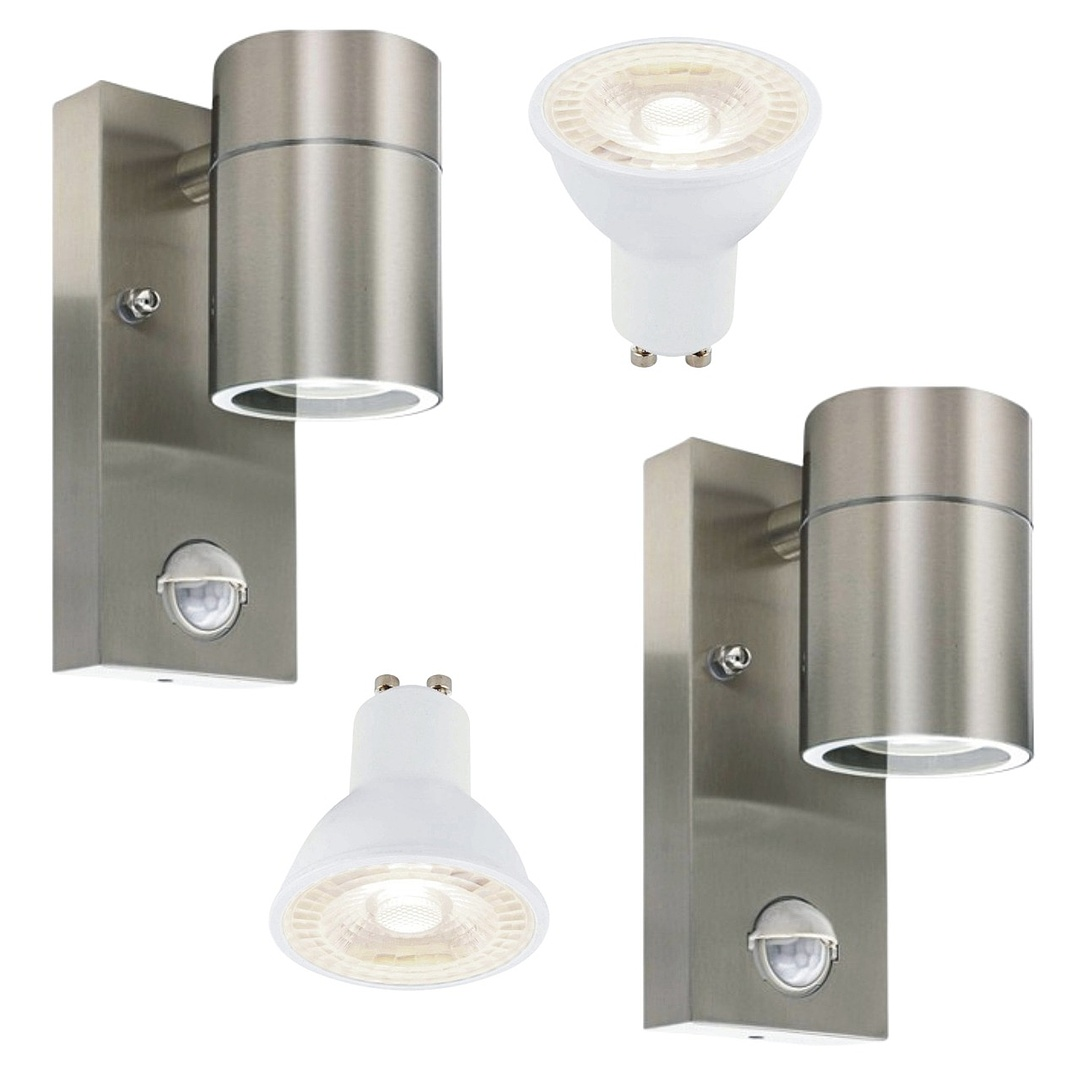 Outdoor Motion Sensor Wall Lights - Stainless Steel Downlights