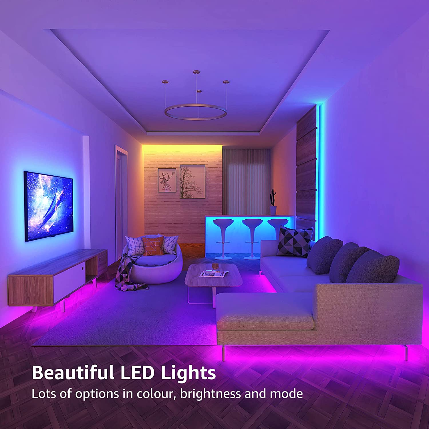 10M Smart RGB LED Strip Light - App-Controlled, 16 Colors, Dimmable TV ...