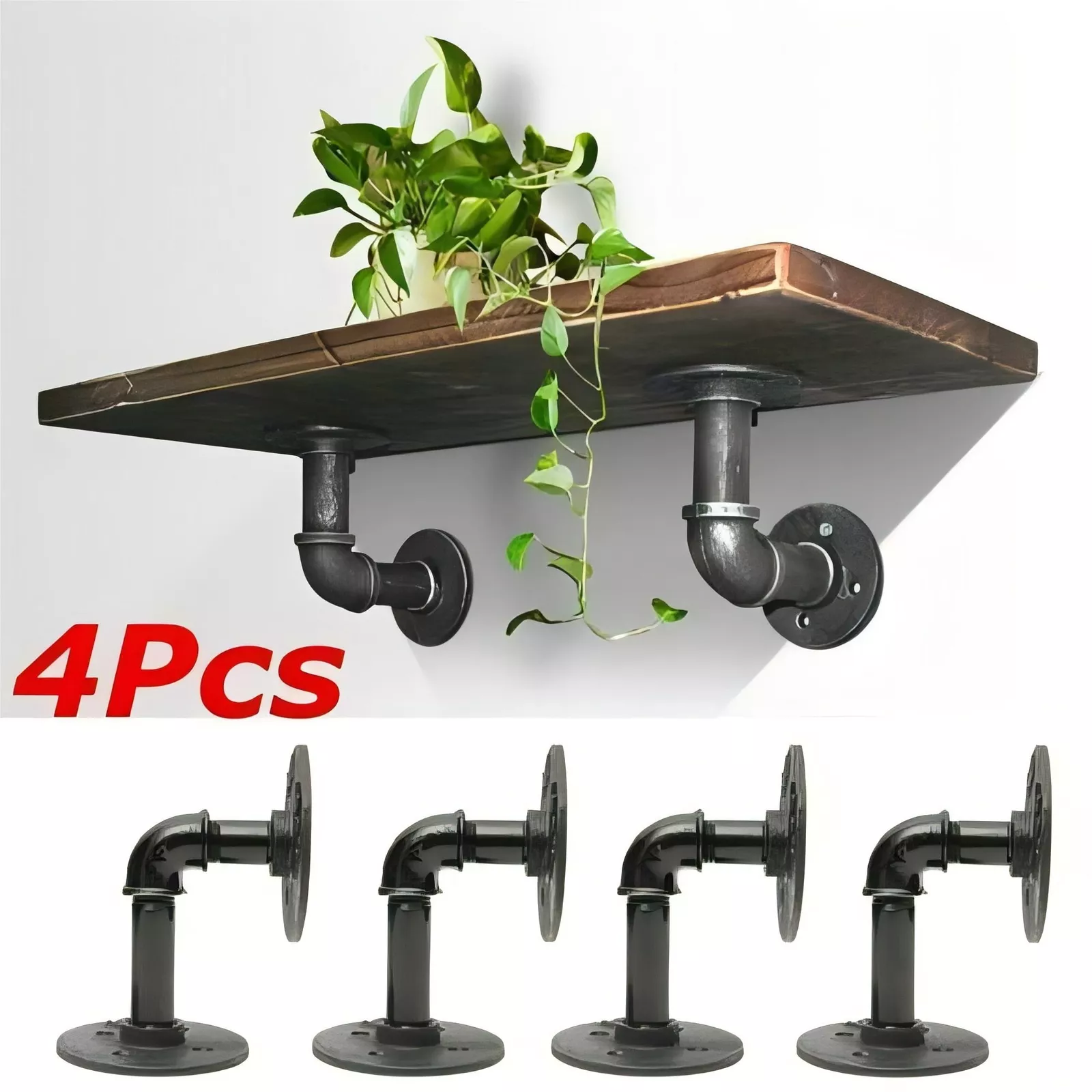 Industrial Pipe Shelf Brackets – Rustic Floating Shelf Supports for ...