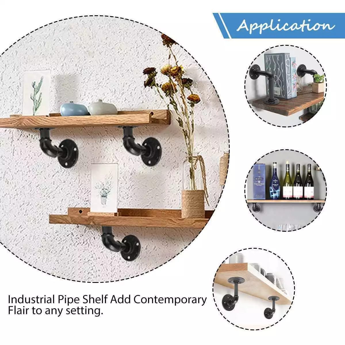 Industrial Pipe Shelf Brackets – Rustic Floating Shelf Supports for ...