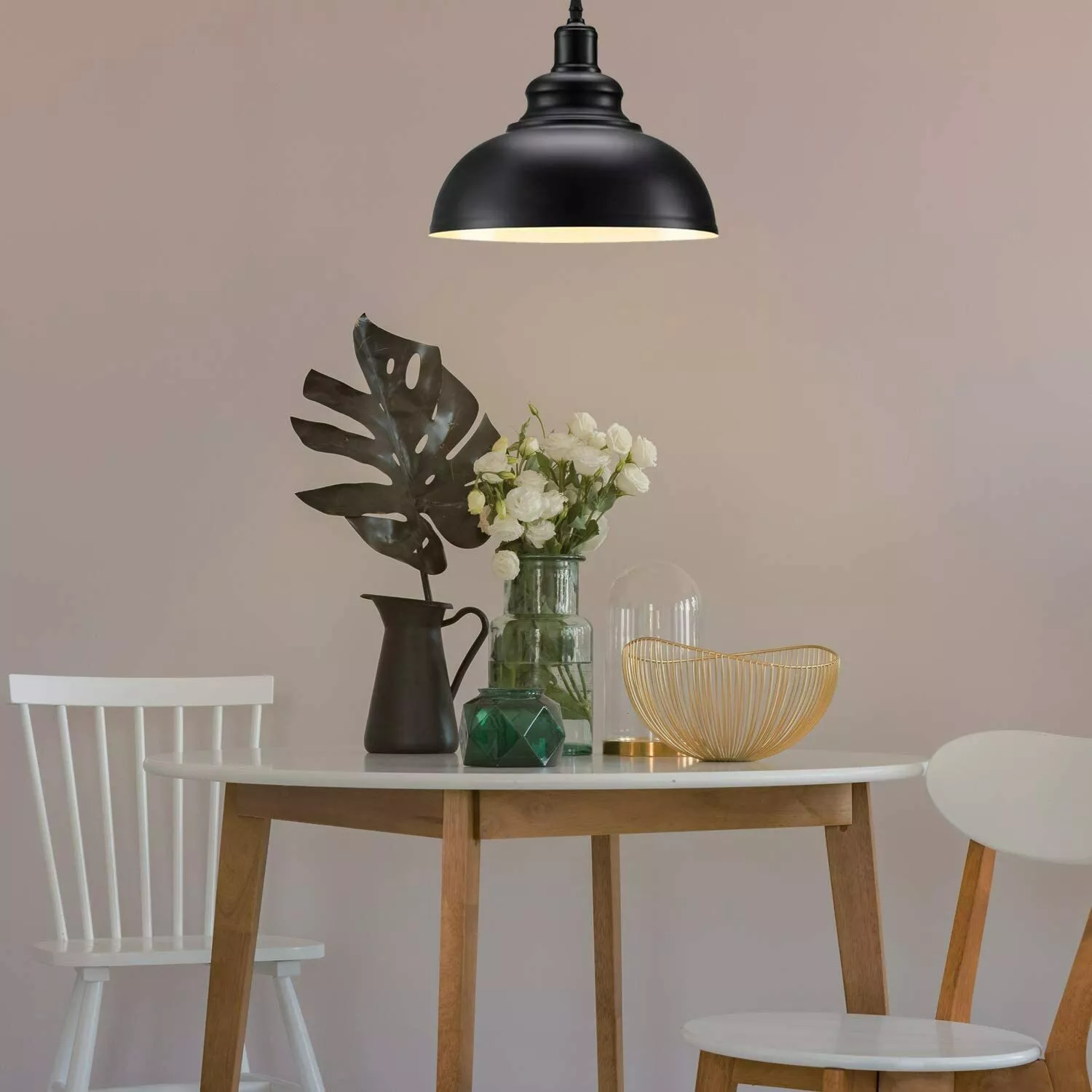 Vintage Industrial Pendant Light – Retro Black Metal Ceiling Lamp Shade