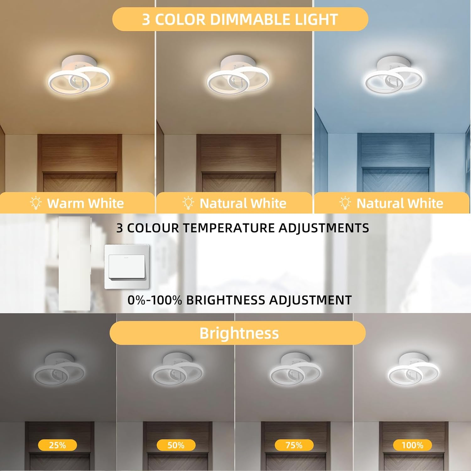 LED Ceiling Light Modern White - Ceiling Lamp 2 Rings