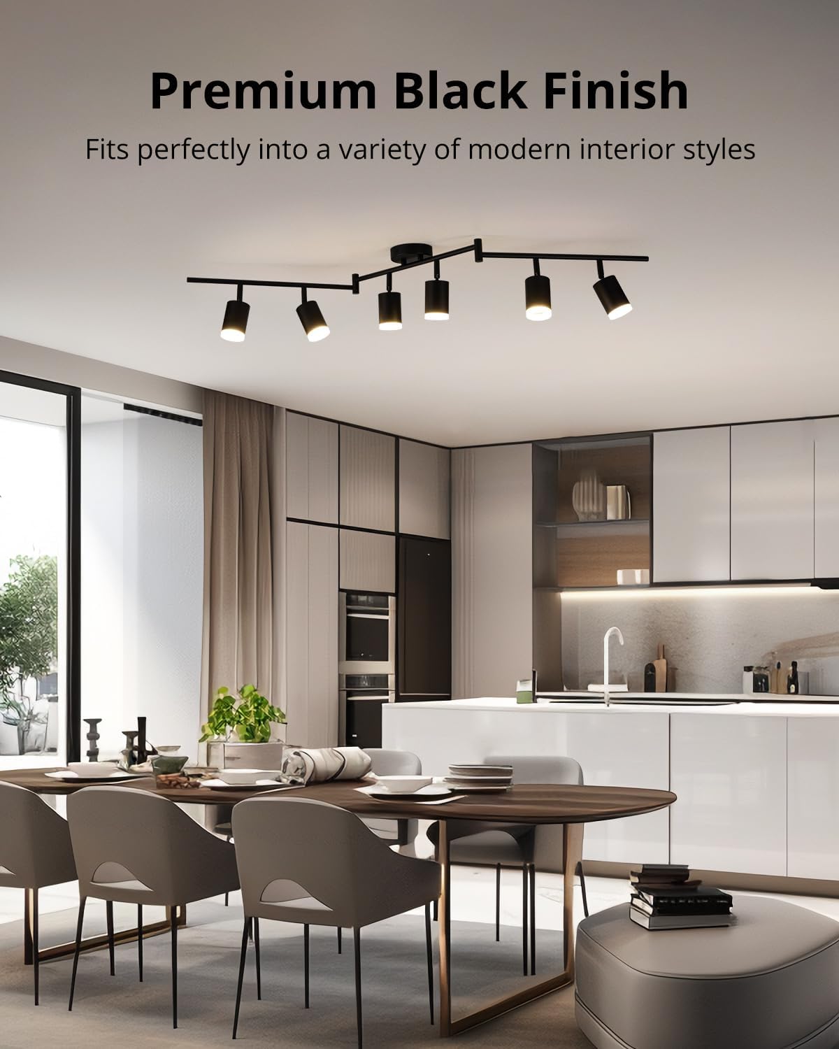 Gr4tec 6-Way Adjustable Black Ceiling Spotlight Bar | GU10 Fitting
