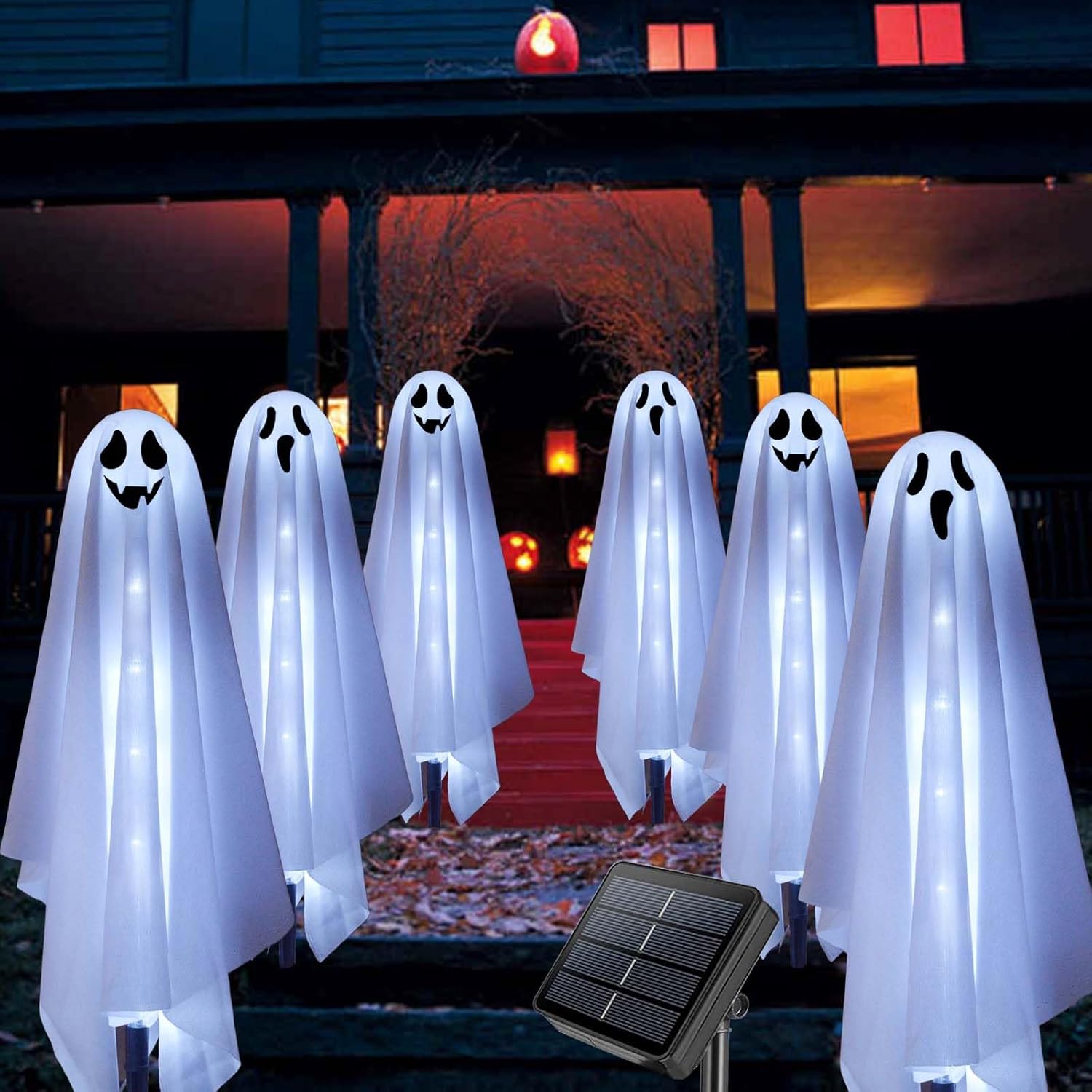 Homeleo 6-Pack Solar Ghost Halloween Pathway Lights – Outdoor Spooky ...
